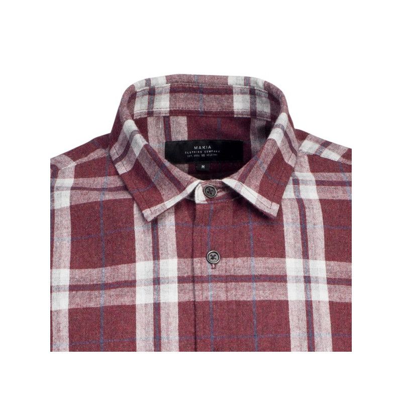 Camisa outlet Makia BACKWOODS SHIRT BURGUNDY WHITE | Atlas Stoked